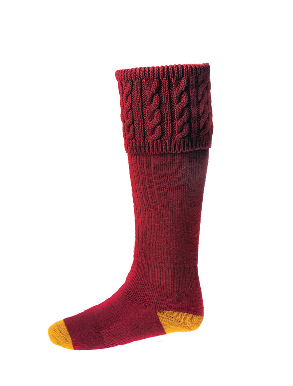 Sutherland Patterned Shooting Sock with Garters Brick Red - Ratcatcher ...
